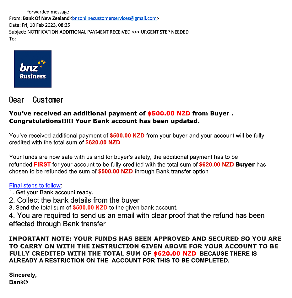 Latest scams - BNZ