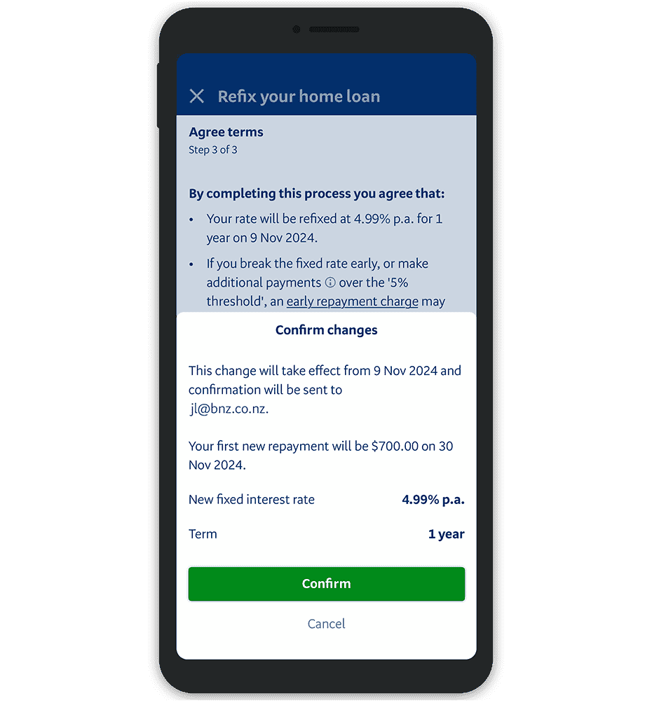 How to refix your home loan in the BNZ app - BNZ